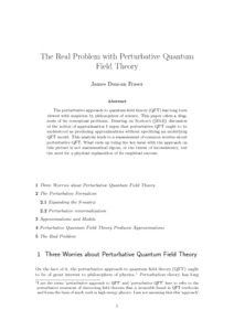 The Real Problem with Perturbative Quantum Field Theory - PhilSci-Archive