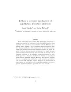 Is there a Bayesian justification of hypothetico-deductive inference? - PhilSci-Archive