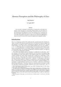 Absence Perception and the Philosophy of Zero - PhilSci-Archive