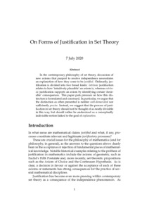 On Forms of Justification in Set Theory - PhilSci-Archive